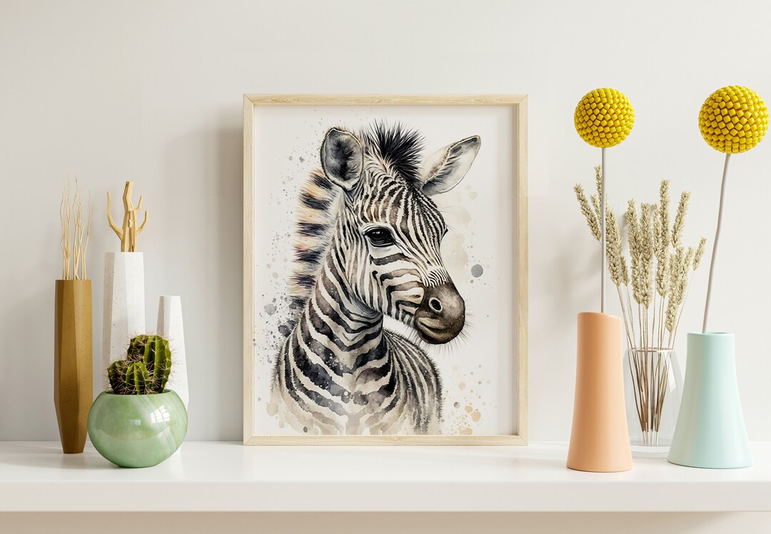 Baby Zebra Watercolor Art Printable Digital Download - Etsy