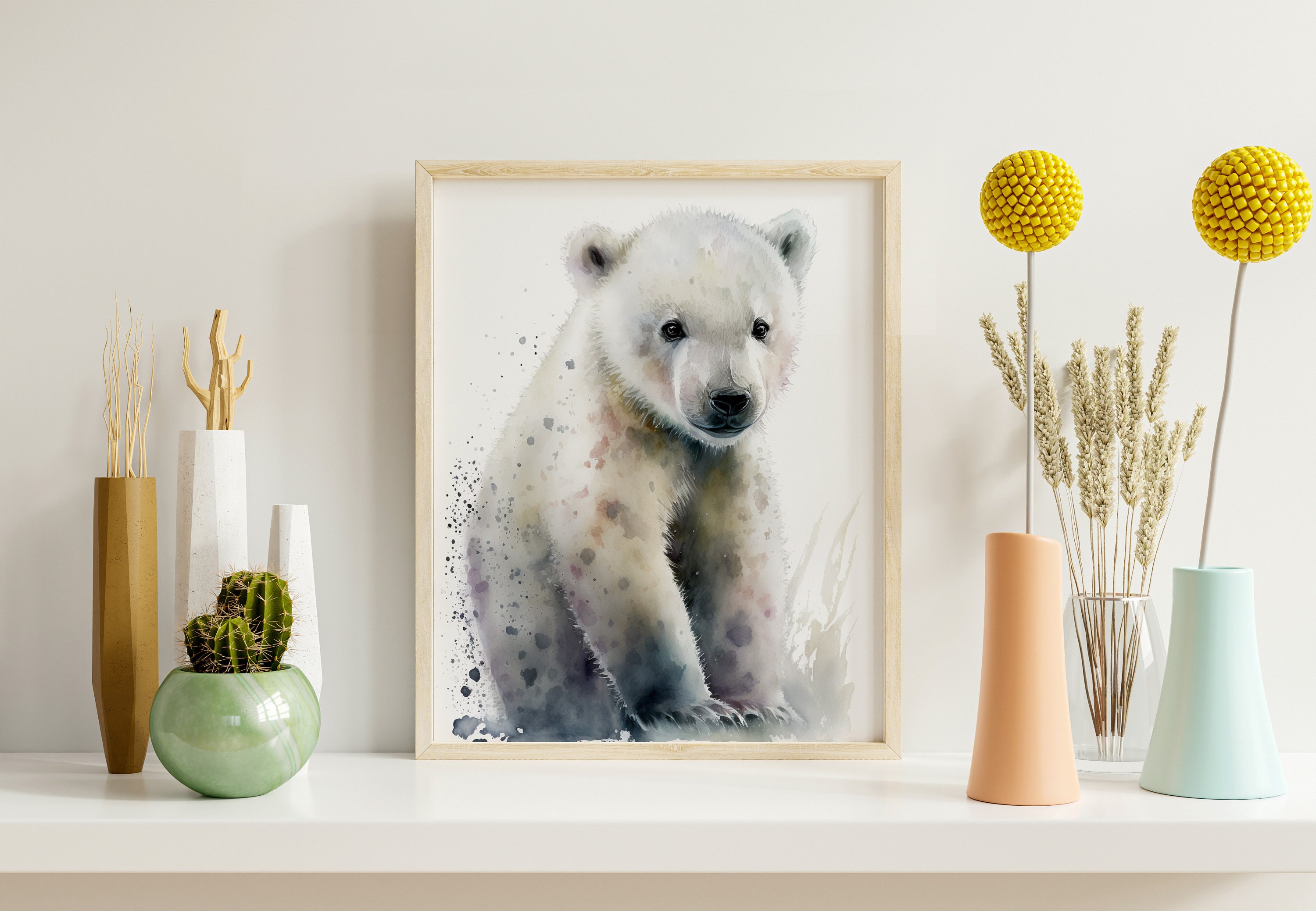 Polar Bear Cub Watercolor Art Printable Digital Download - Etsy
