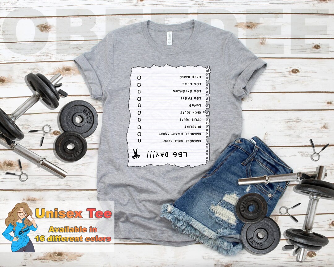 Workout Checklist Shirt, Leg Day, Gym Rat Tee, Muscle T-shirt, Funny ...