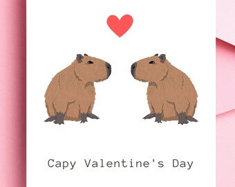 Capybara Valentines Day Card - Etsy