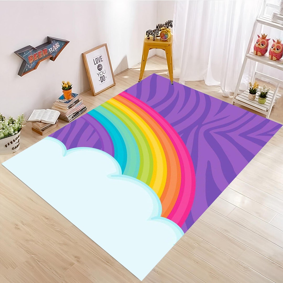 Rainbow Rug Girl Room Rugpersonalized Rug Kids Room Rug - Etsy