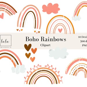Boho Rainbow Clipart Set Rainbow Clipart Boho Clipart Boho - Etsy
