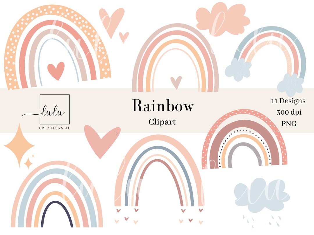 Rainbow Clipart Set, Rainbow Clipart, Soft Pastel Rainbow Clipart ...