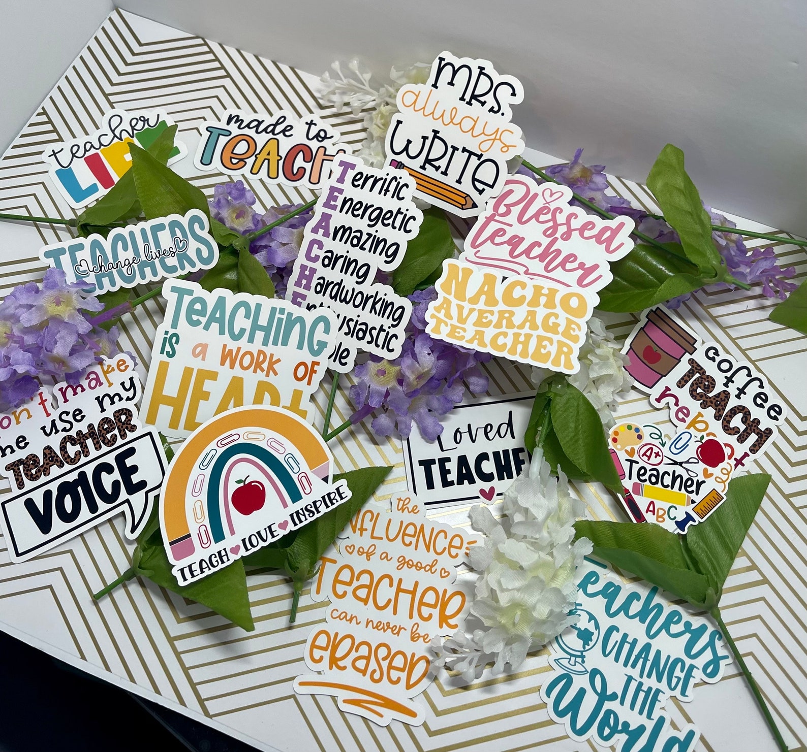 Teacher Sticker Pack Water Bottle Decals Teacher Appreciation Teacher ...