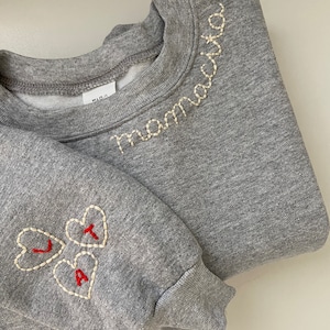 Personalized Embroidered Name Sweatshirt Hearts on Sleeve - Etsy