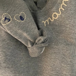 Personalized Embroidered Name Sweatshirt Hearts on Sleeve - Etsy