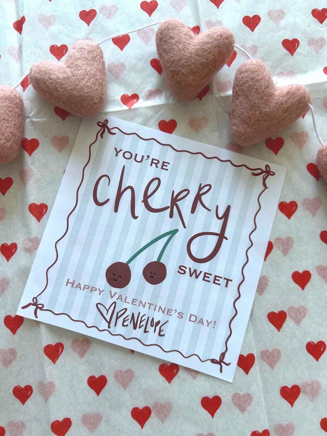 Personalized Valentine's Day Cards for Kids Cherry Valentine's Day Card ...