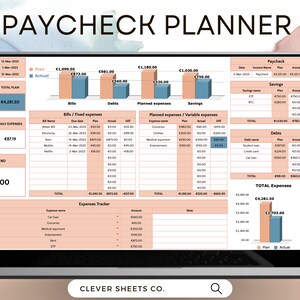 Paycheck Planner, Google Sheets Budget Template, Paycheck Tracker ...