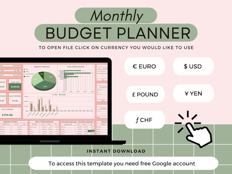 Monthly Budget Planner Google Sheets Budget Template Monthly - Etsy