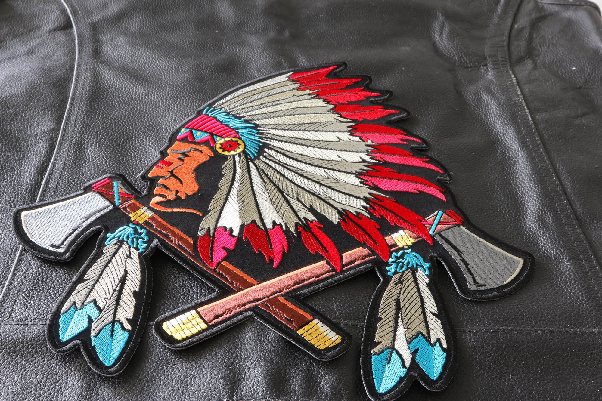 Native American Patch Embroidered With Headdress and Hatchets, Iron or ...