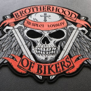 Brotherhood Skull Patch Winged With Swords and Cross for Loyal Bikers ...