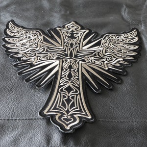 Vintage Cross Patch Winged Black and White Cross Patch, Sew on or Iron ...
