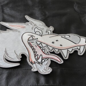 Black Wolf Patch With Tongue Out. Small Size for Back of Jeans, and ...