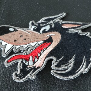 Black Wolf Patch With Tongue Out. Small Size for Back of Jeans, and ...