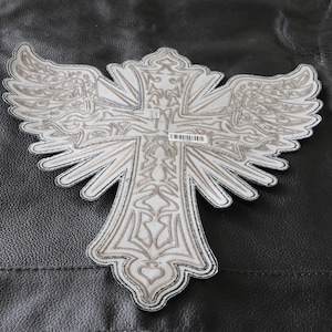 Vintage Cross Patch Winged Black and White Cross Patch, Sew on or Iron ...