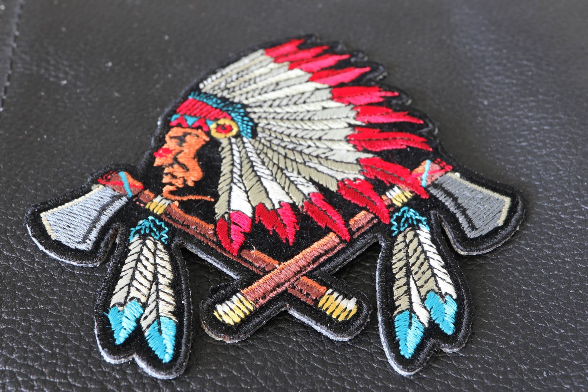 Native American Patch Embroidered With Headdress and Hatchets, Iron or ...