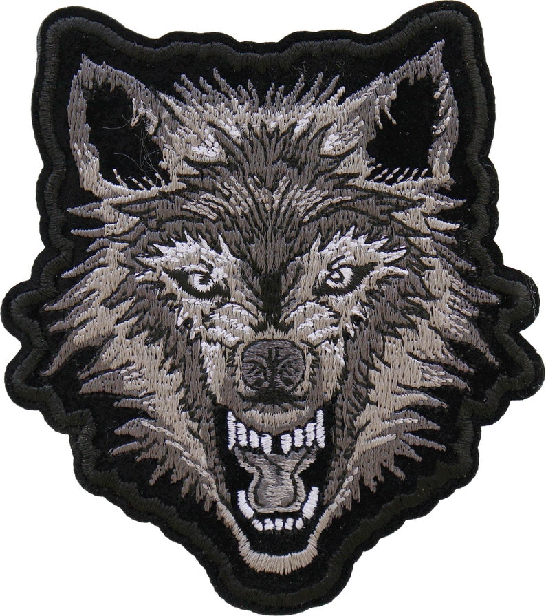 Gray Wolf Patch Embroidered Angry Snarling Sew or Iron on Patch for the ...