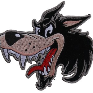 Black Wolf Patch With Tongue Out. Small Size for Back of Jeans, and ...