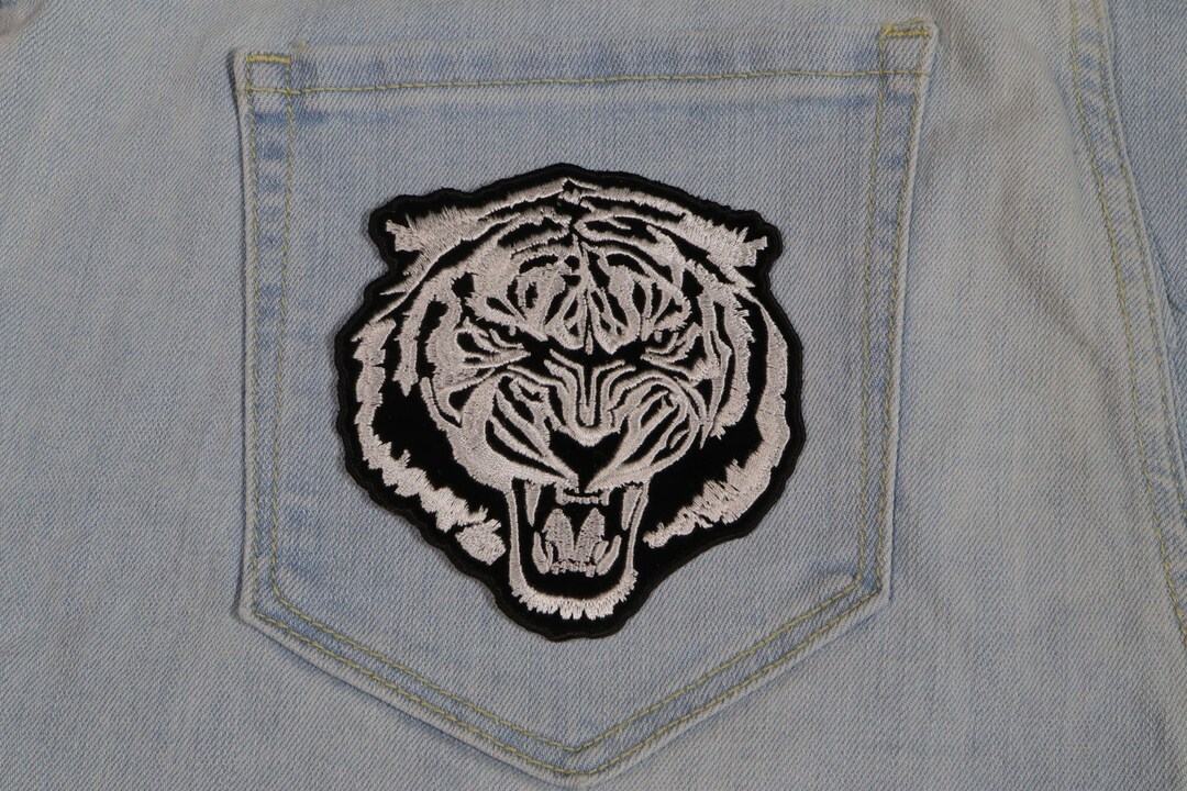 Tiger Patch, Vicious Snarling White or Orange Tiger Small Patch for ...