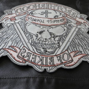 Brotherhood Skull Patch Winged With Swords and Cross for Loyal Bikers ...