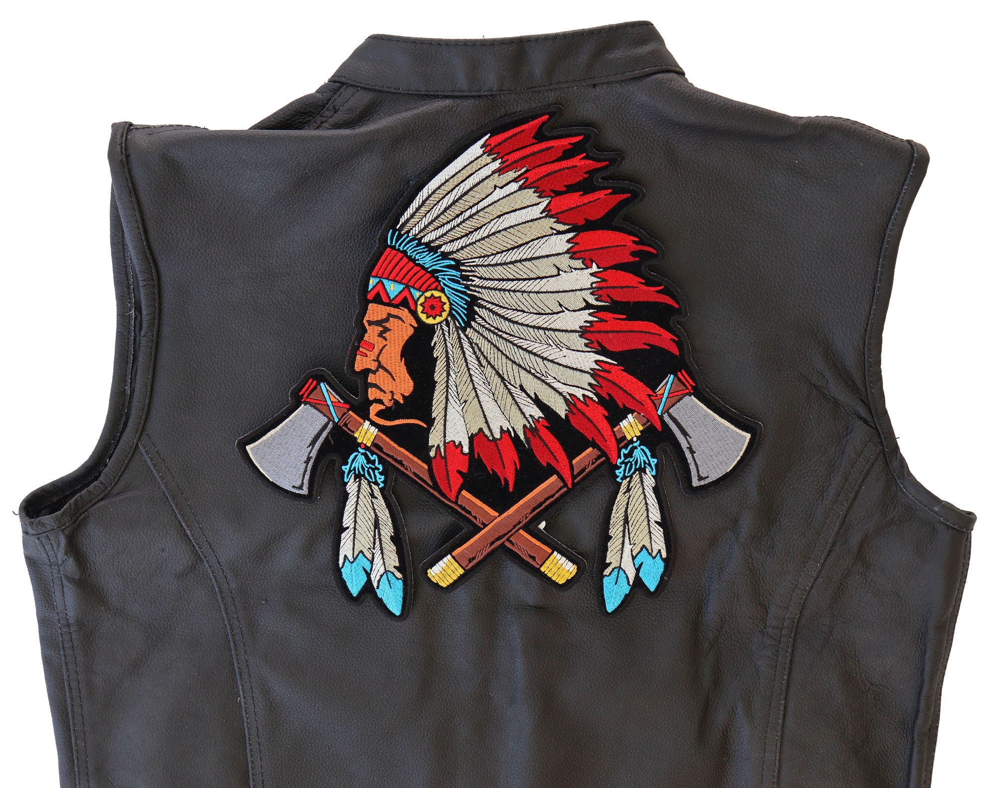 Native American Patch Embroidered With Headdress and Hatchets, Iron or ...