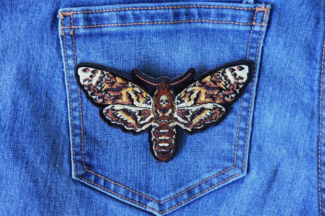 Pretty Moth Patch Embroidered With Skull, Small Size for the Back of ...