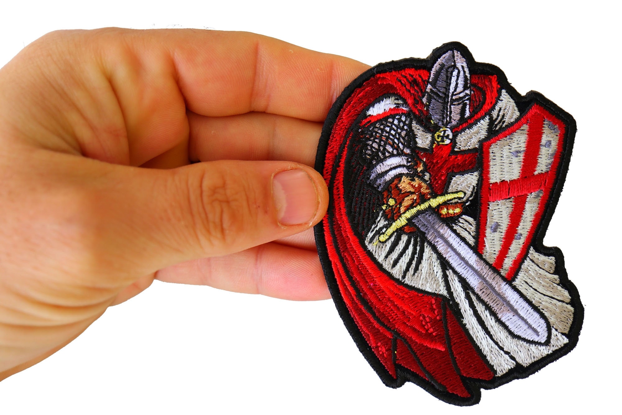 Crusader Knight Patch With Sword Drawn. Gray, Blue, and Red Color ...