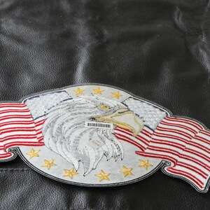 Bald Eagle Patch With Two American Flags and Golden Stars Embroidered ...