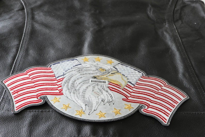 Bald Eagle Patch With Two American Flags and Golden Stars Embroidered ...