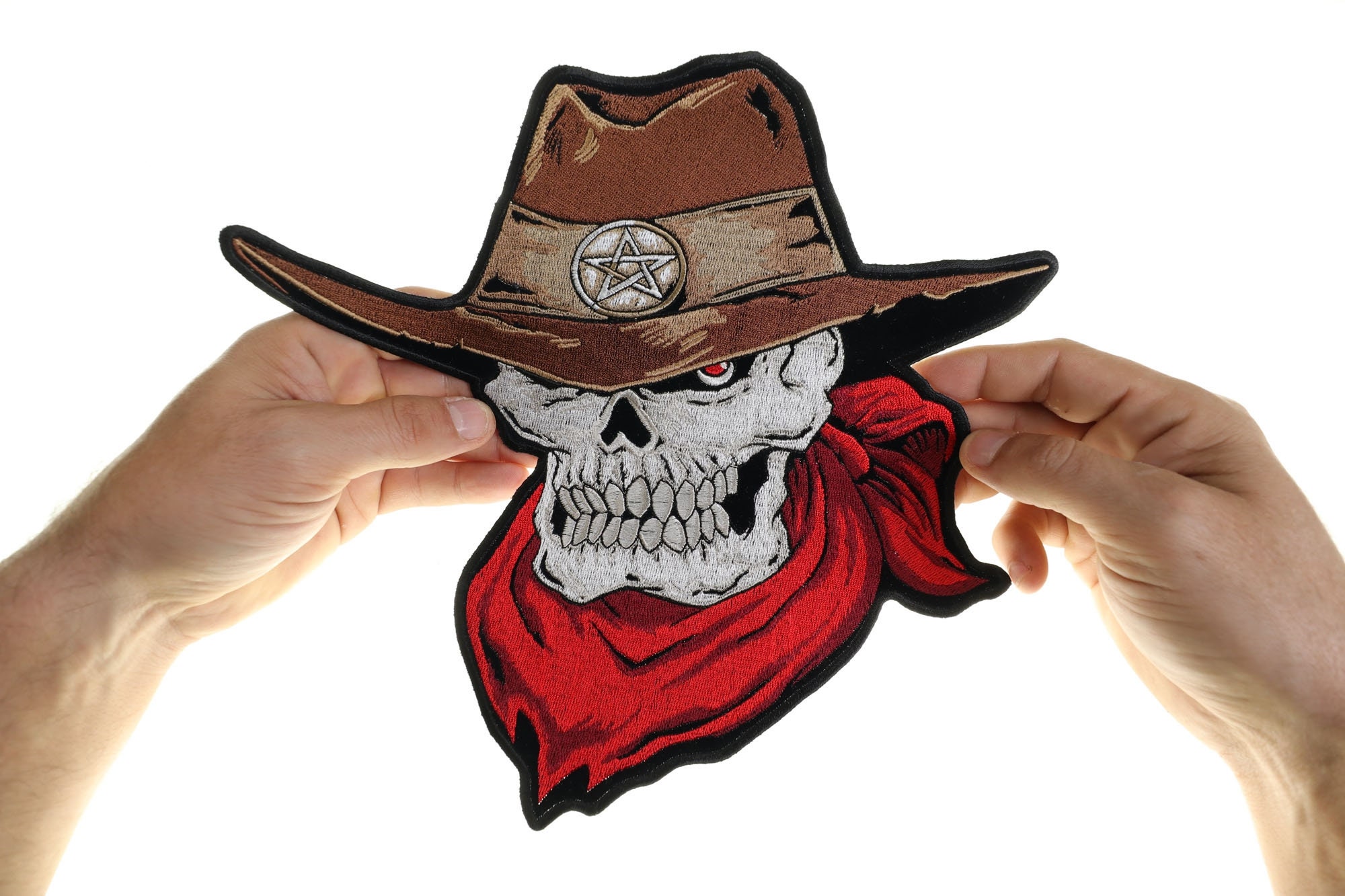 Skull Patch With Brown Cowboy Hat and Red Scarf. Sew or Iron on the ...