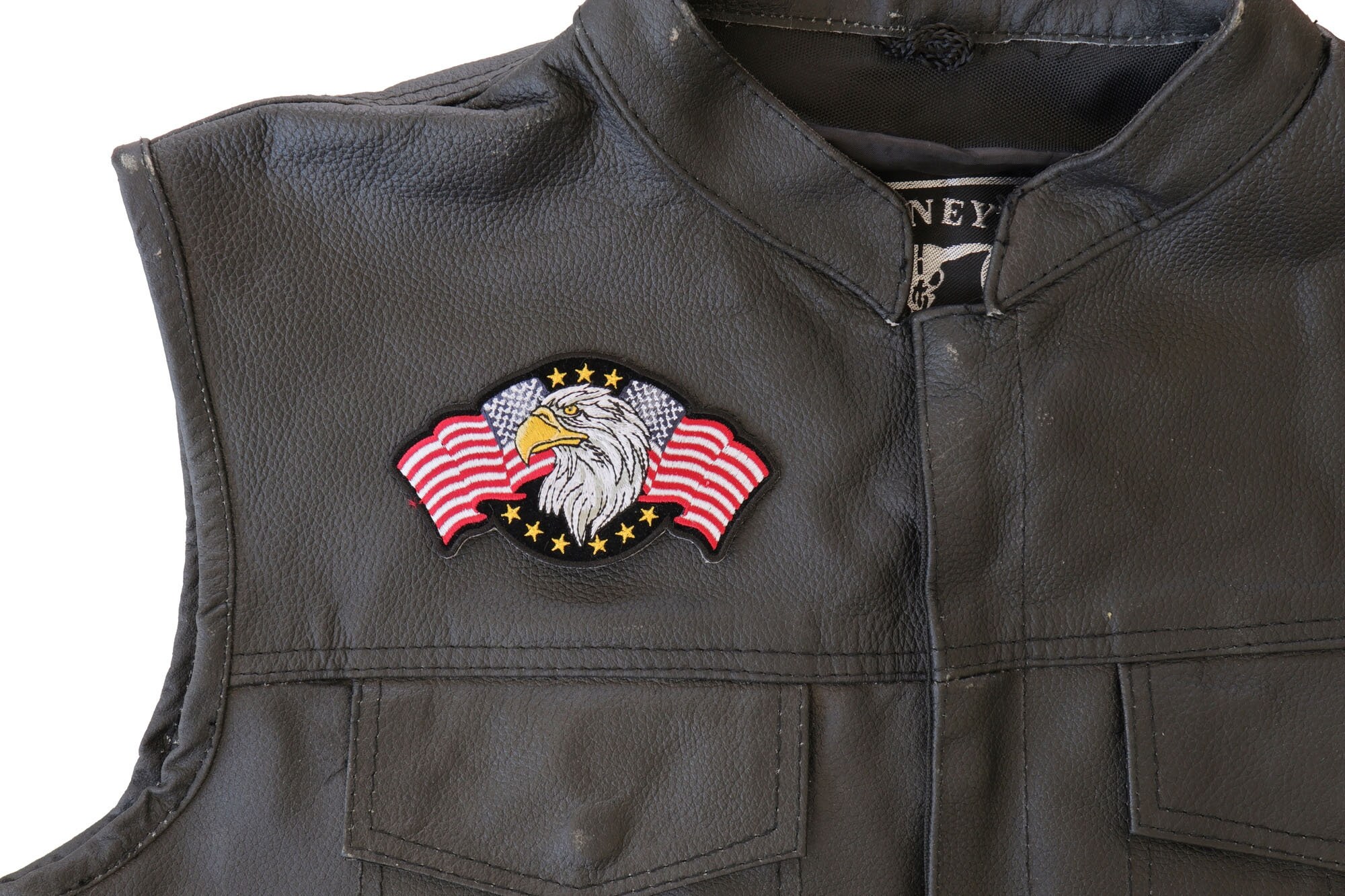 Bald Eagle Patch With Two American Flags and Golden Stars Embroidered ...