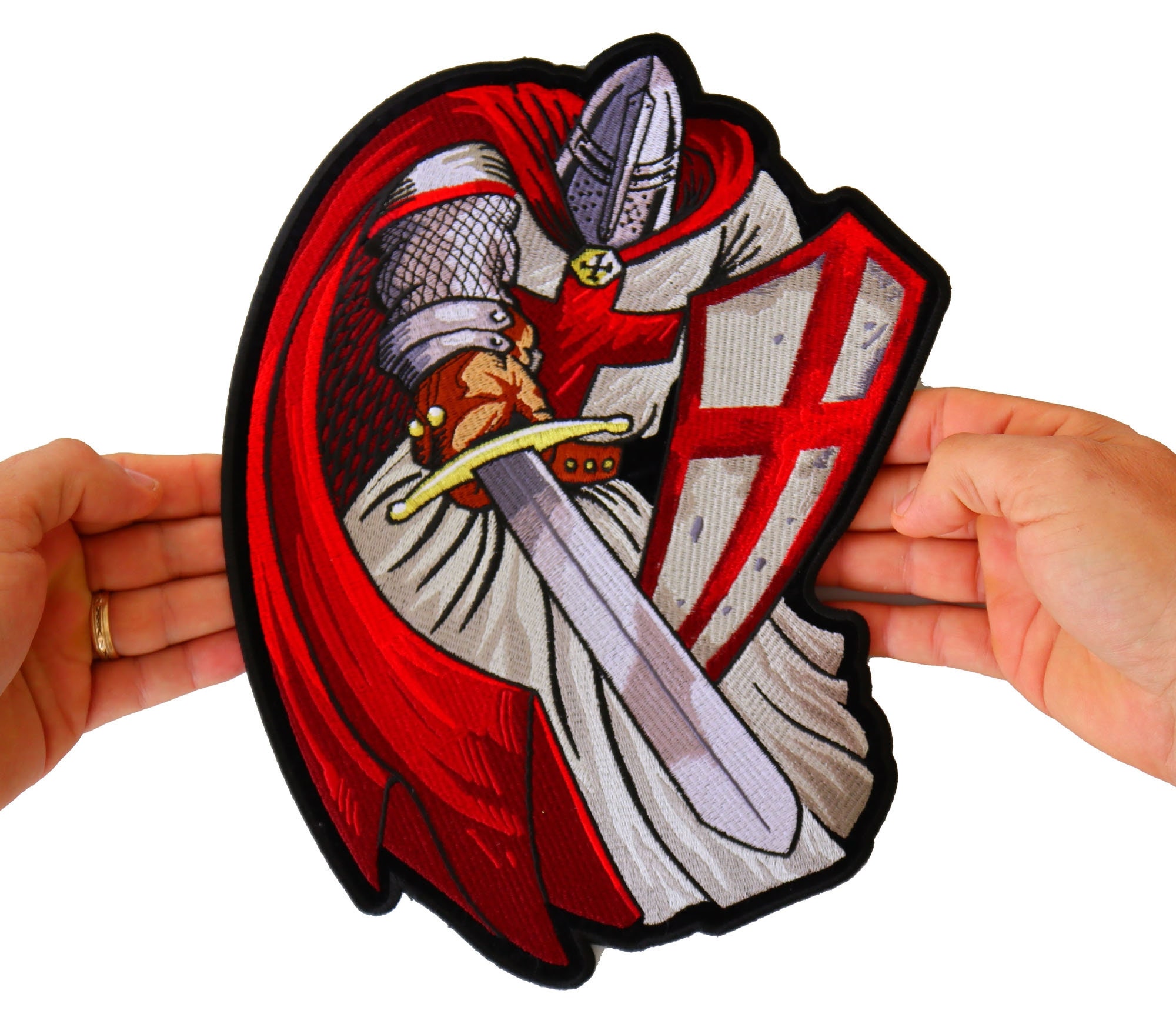 Crusader Knight Patch With Sword Drawn. Gray, Blue, and Red Color ...