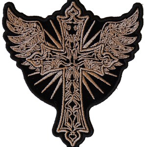 Vintage Cross Patch Winged Black and White Cross Patch, Sew on or Iron ...