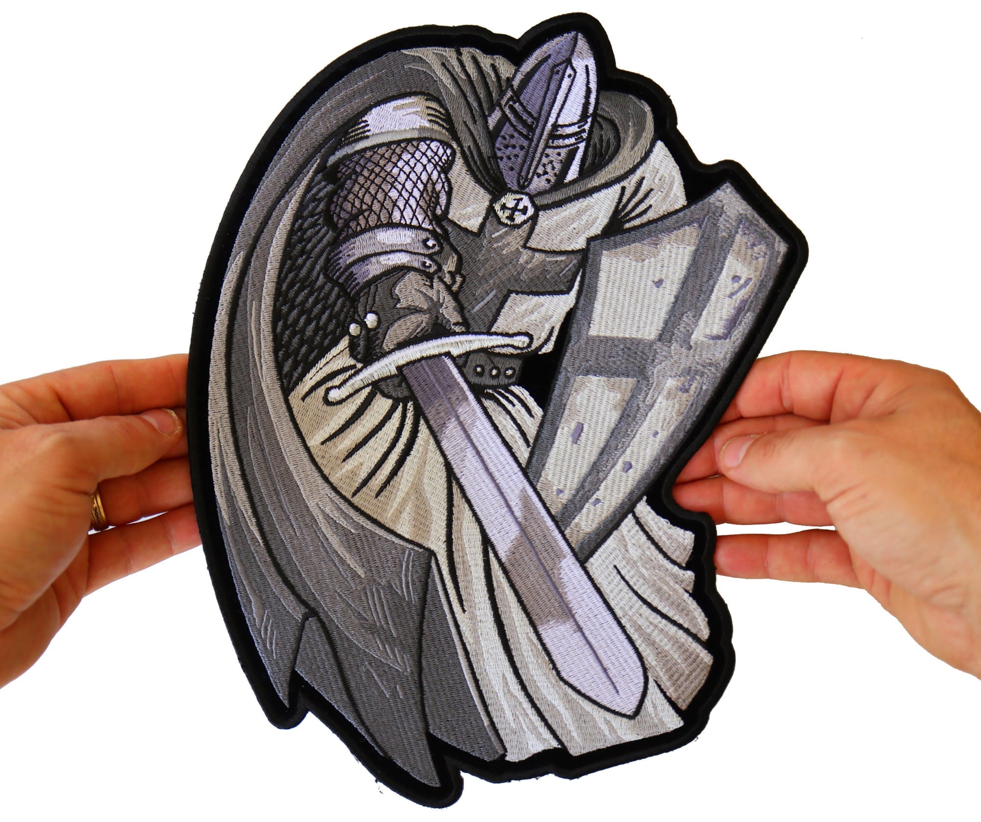 Crusader Knight Patch With Sword Drawn. Gray, Blue, and Red Color ...