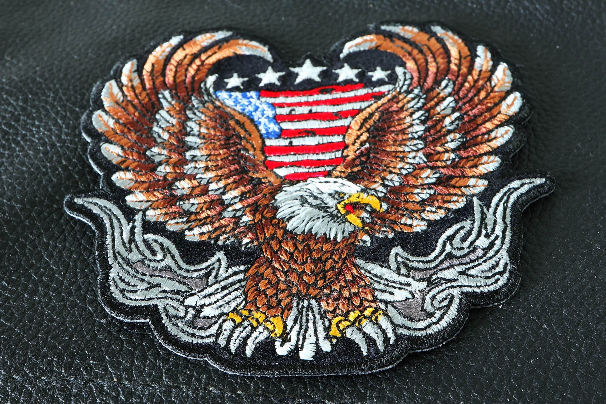 Eagle Patch With Wings Spread Out in Front of the American Flag. Sew or ...