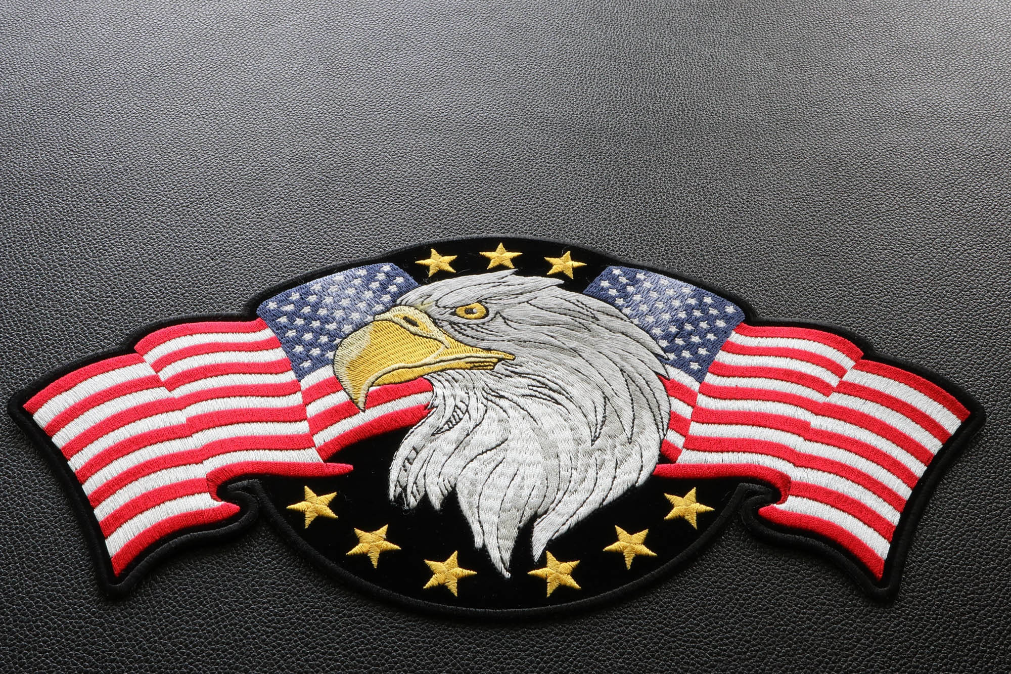 Bald Eagle Patch With Two American Flags and Golden Stars Embroidered ...
