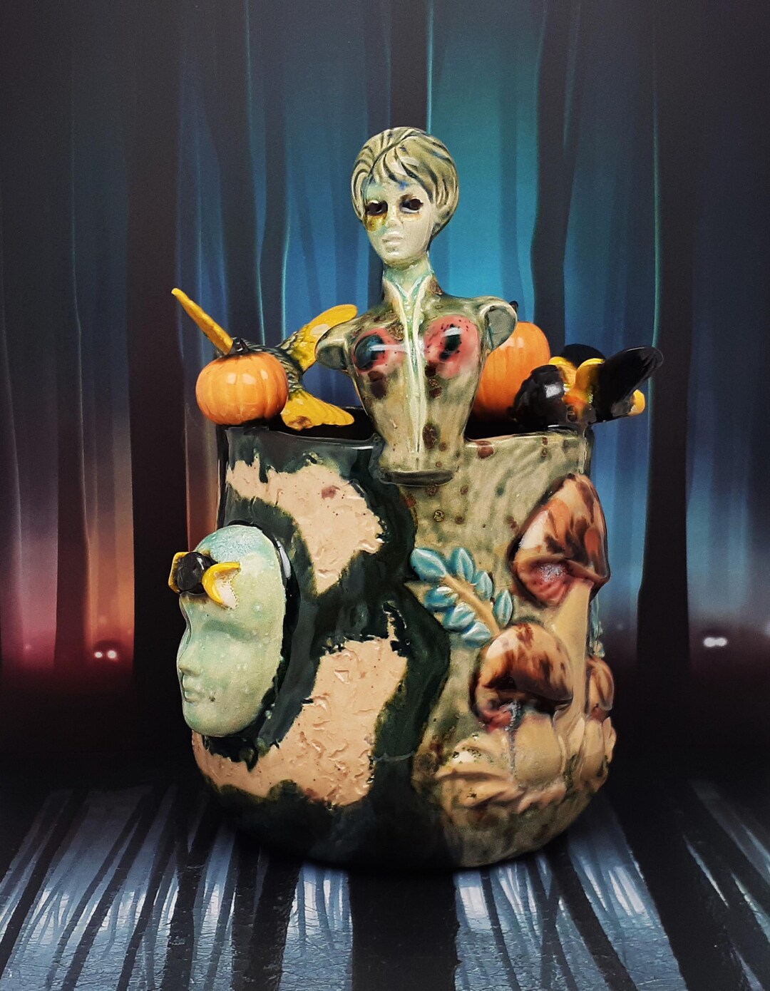Grim Harvest Ceramic Vase: Handmade Horror Halloween Decor - Etsy