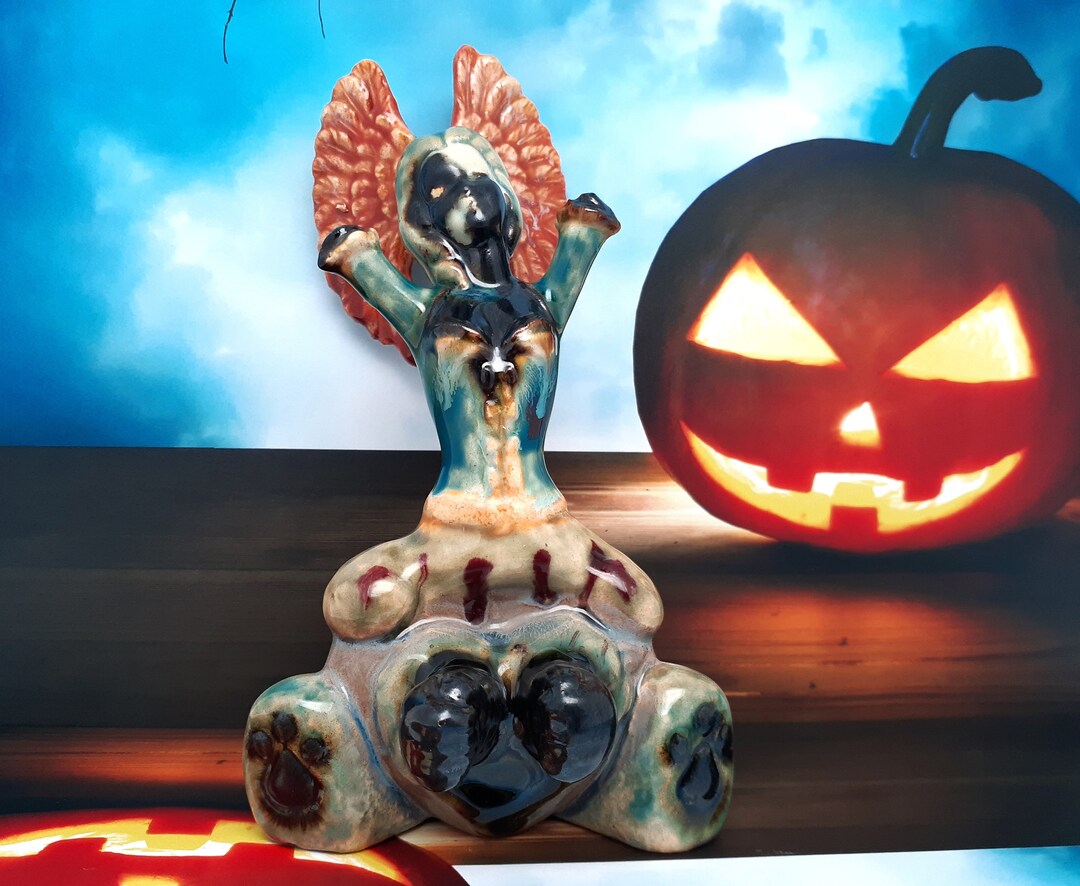 Mother Nature's Cruel Joke - Surreal Angelic Ceramic Figurine: Gothic ...