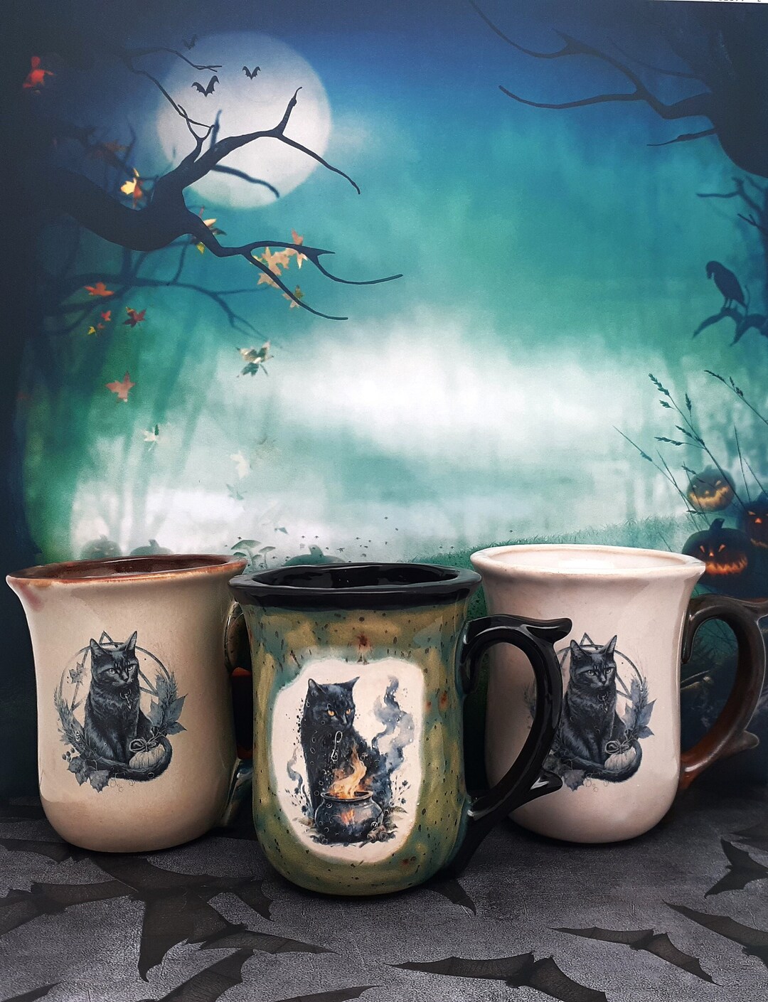 The Feline Mugs of Autumn Trio Ceramic Handmade Original Gothic Goth ...