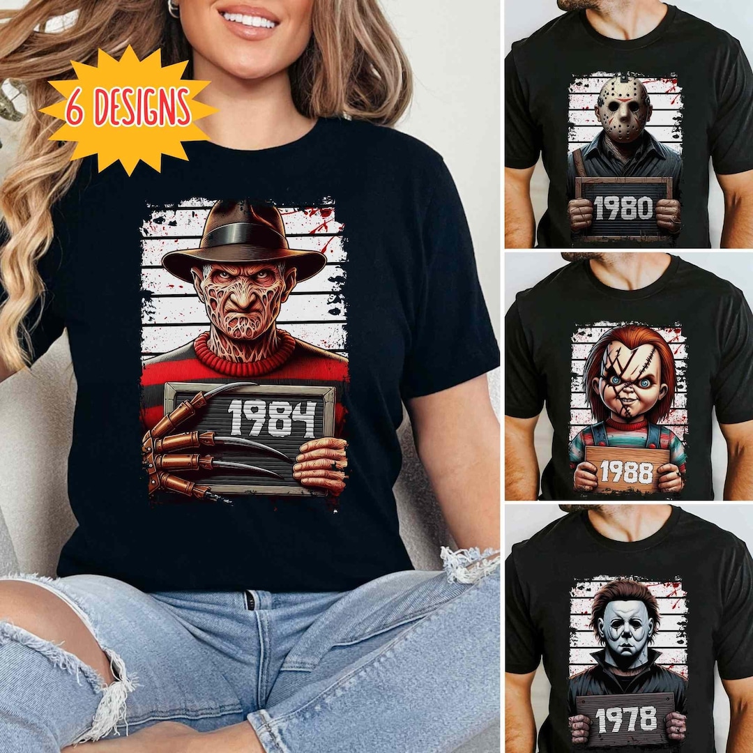 Movie Characters Halloween Shirt, Classic 80s Horror Slasher Movie ...
