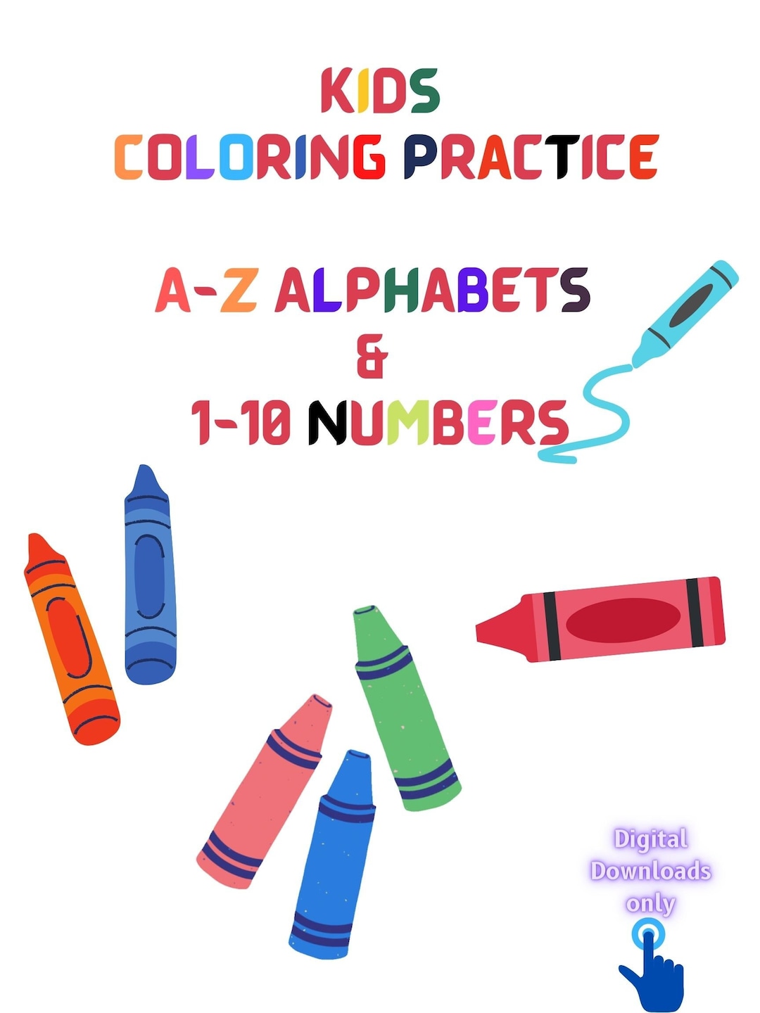 A-Z Coloring, Alphabets Coloring, Kids Coloring Practice, 1-10 Coloring ...