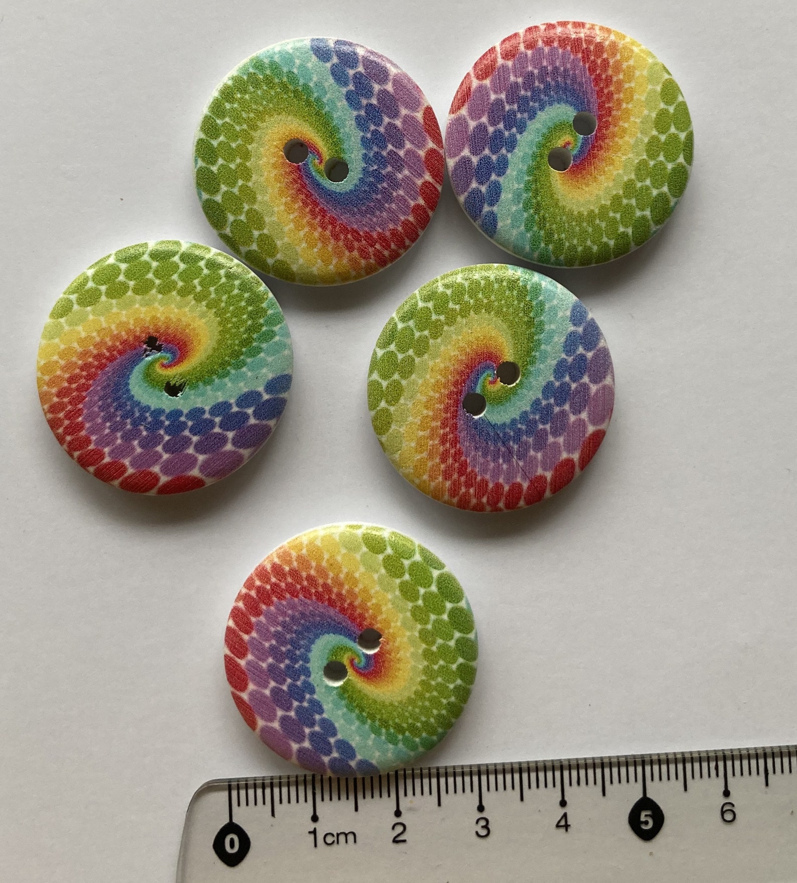 5 X 3cm Wooden Painted Rainbow Buttons - Etsy