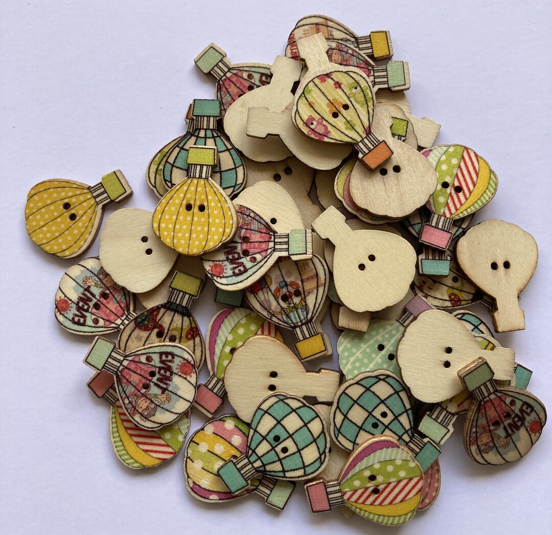 6 X Wooden Hot Air Balloon Buttons 23 X 30mm - Etsy
