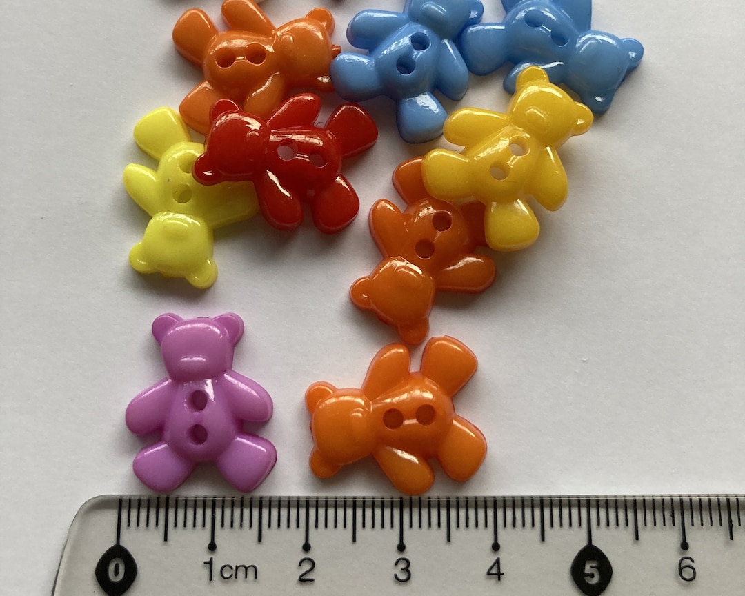 6 X Colourful Teddy Bear Buttons - Etsy