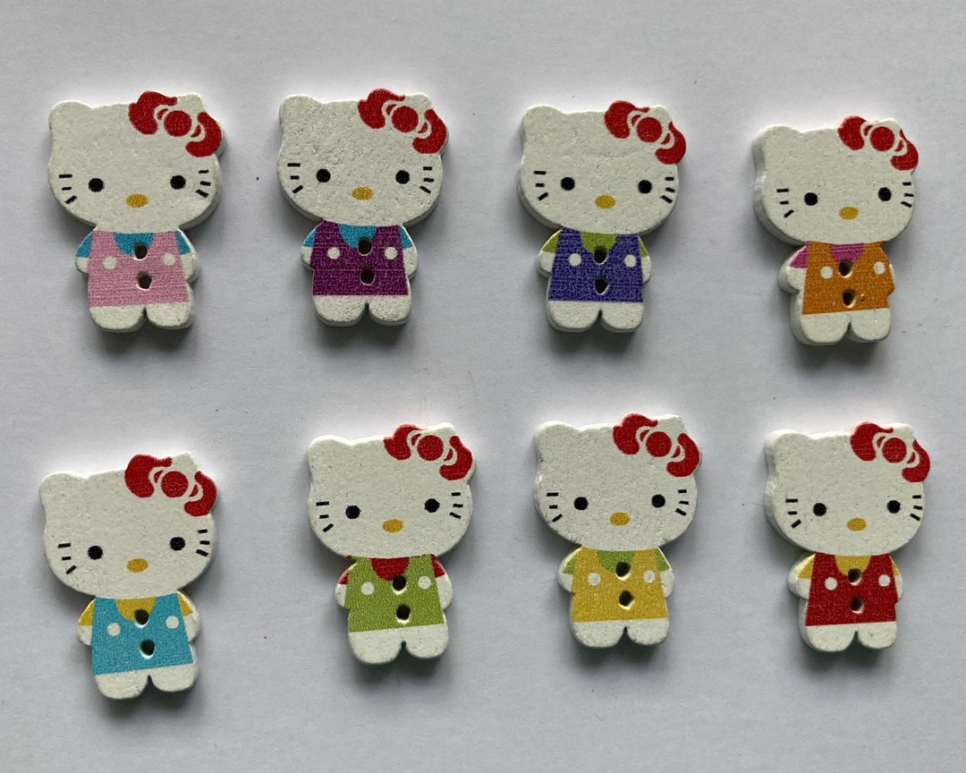 6 X Painted Wooden Hello Kitty Buttons 18 X 25 Mm - Etsy Australia
