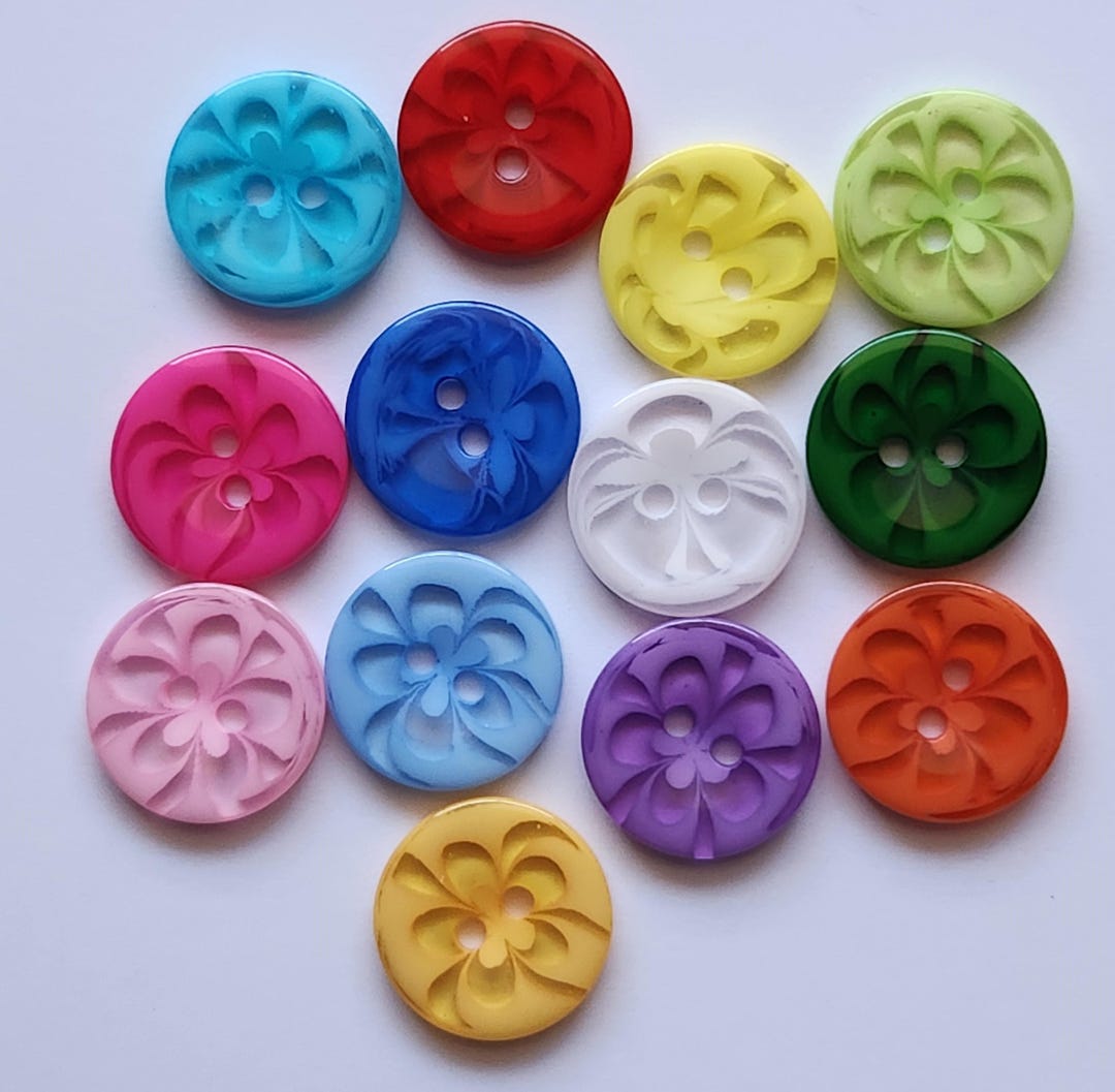 6 X 1.4cm Resin Buttons With Transparent Flower Inlay - Etsy Australia