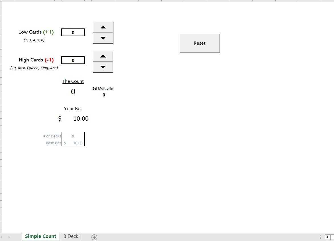 Blackjack Card Counter Template - Etsy