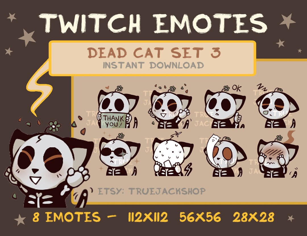 Dead Cat Emote SET 3 - PACK 2 | Twitch | Discord | Youtube | Goth Bones ...