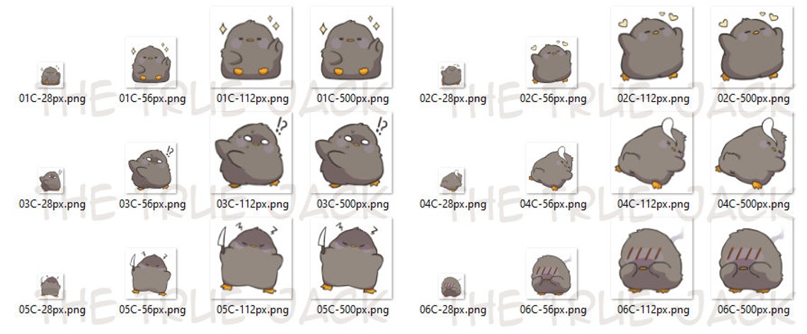 Chonky Bird Emotes SET 1 (black) | Twitch | Discord | Youtube | Cute ...