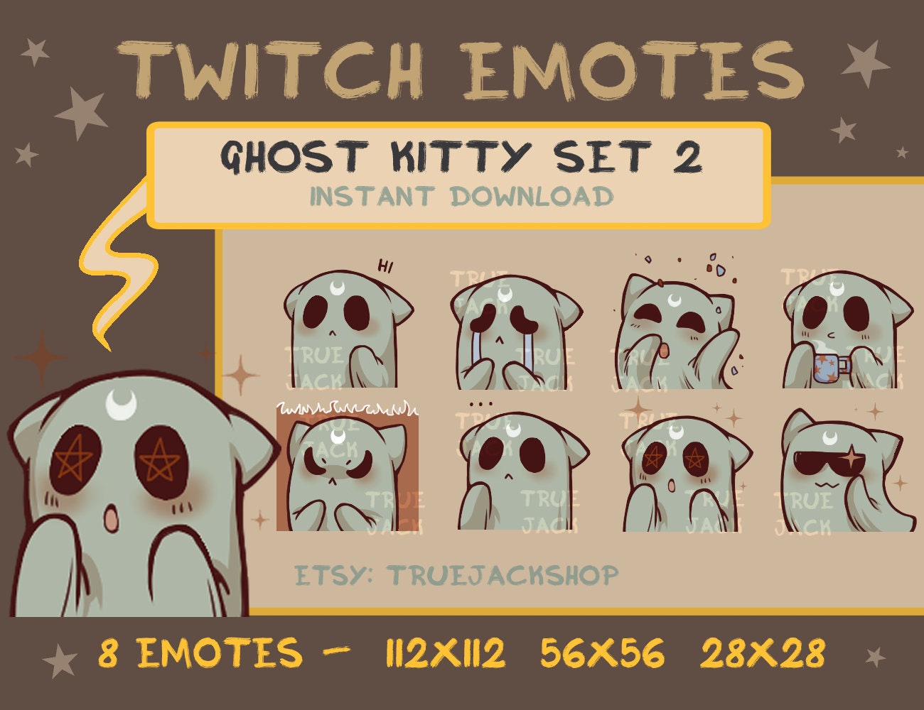Ghost Kitty Emotes SET 2 | Twitch | Discord | Youtube | Goth Wicca ...
